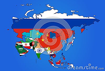 Asia Flag Map Stock Vector - Image: 48901782