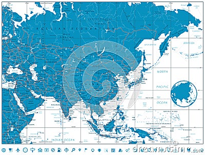 Asia Road Map Cartoon Vector | CartoonDealer.com #87861317