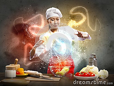 Magic Chef Ready To Cook a New Dish Stock Image - Image of amazed ...