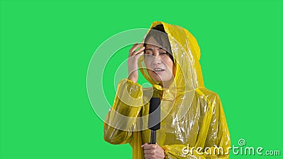 Asian Weather Reporter on Green Screen Stock Footage - Video of ...