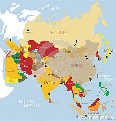 Asien-Karte Stockfoto - Bild: 5095810