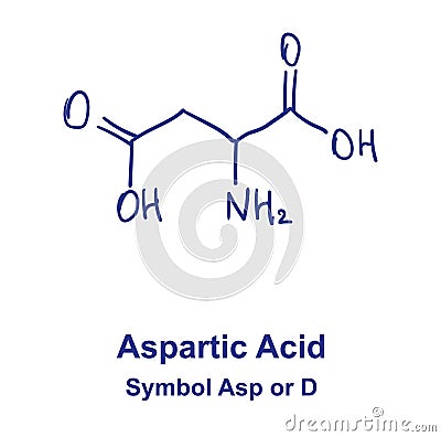 Aspartic Acid Or Aspartate Chemical Structure. Vector Illustration Hand ...