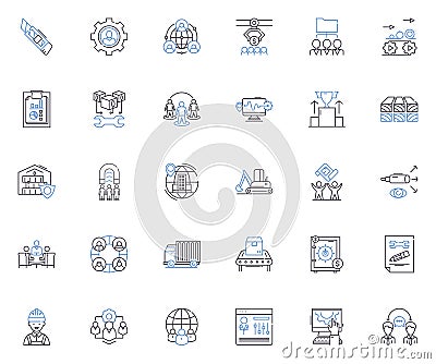Assembly Company Line Icons Collection. Interlocking, Precision ...