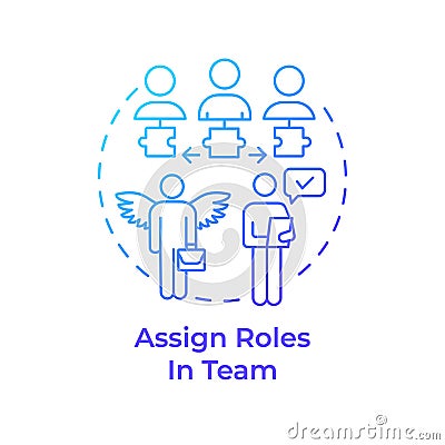 Assign Roles In Team Blue Gradient Concept Icon Vector Illustration ...