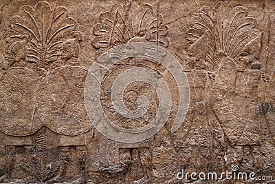 Assyrian Relief Depicting A Group Of Warriors Royalty Free Stock Photos ...