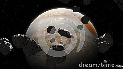 Asteroids and Jupiter in Space. Stock Video - Video of movie, crater ...