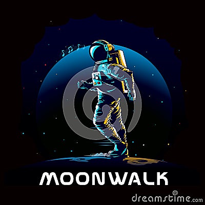 Astronaut Doing Moonwalk Dancing Activity Cartoon Vector ...