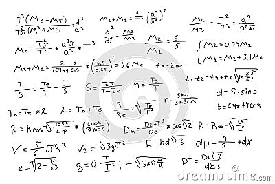 Astrophysical Formulas. Scientific, Educational Background. Hand-drawn ...