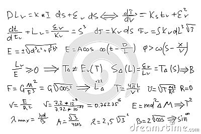 Astrophysical Formulas. Scientific, Educational Background. Hand-drawn ...