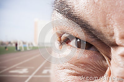 Athlete's Eye With Angry Expression, Close-up Royalty Free Stock Photo ...