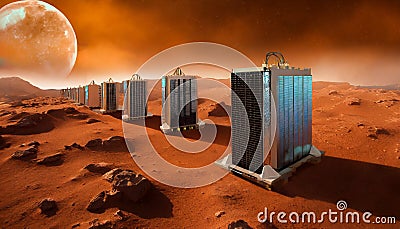 Giant Atmospheric Processors On Exoplanet. AI Generated Image Stock ...