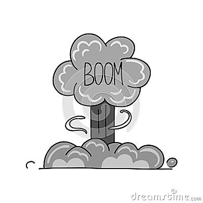 Atomic Boom Comic Explosion. Bomb Explosion, Meteorite Fall, Smoke ...