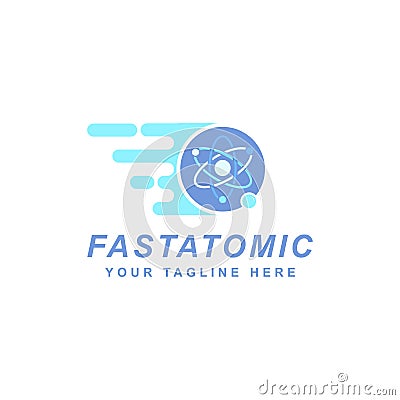 Atomic Logo Design, Electron Particles Cartoon Vector | CartoonDealer ...