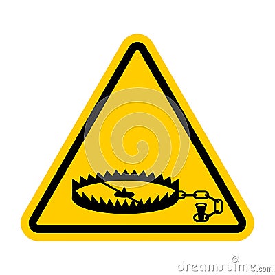 Attention Bear Trap. Warning Yellow Road Sign. Caution Animal Mantrap ...