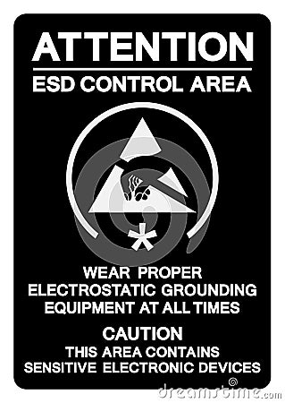 Attention ESD Control Area Symbol Sign, Vector Illustration, Isolated ...