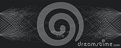 Attraction Of Life. Vector Connecting Particle Tails. Small Particles ...