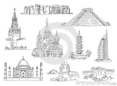 Attractions Of The World Stock Illustration - Image: 64328294