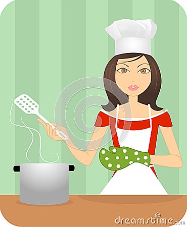 An Attractive Young Lady Cooking In The Kitchen Royalty Free Stock ...