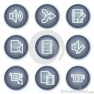 Audio Video Edit Web Icons, Mineral Circle Buttons Vector Illustration ...