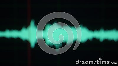 Screen Close Up. Voice Sound Wave or Waveform Display on Monitor. Audio ...