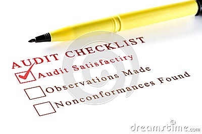 Audit Checklist, With Tick Against On White Paper. Royalty-Free Stock ...
