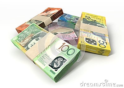 Australian Dollar Notes Bundles Stack Stock Image - Image: 30865971