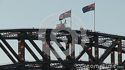 Australian Flags at the Sydney Harbour Bridge Stock Video - Video of ...