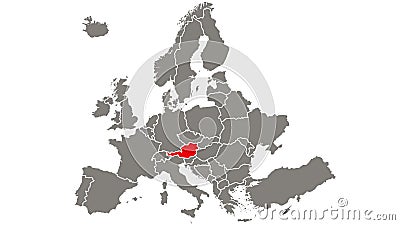 Austria Country Blinking Red Highlighted in Map of Europe Stock Video ...