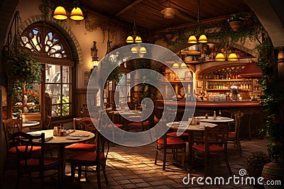 Authentic Italian Restaurant Interior. Generate Ai Stock Photography ...