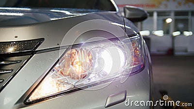 Checking the Headlights of a Car at a Vehicle Inspection Station Stock ...