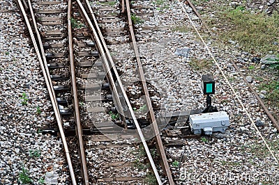 Automatic Arrow At The Fork Of The Railway Tracks Stock Image ...