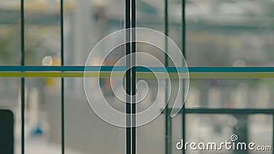 Automatic Doors Opening and Closing at Airport Terminal, Entrance Exit ...