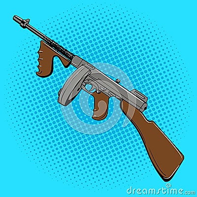 Automatic Gun Comic Book Style Pop Art Vector Stock Vector - Image ...