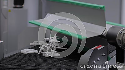 Automatic Sorting Conveyor System - Moving Plastic Details on Conveyor ...