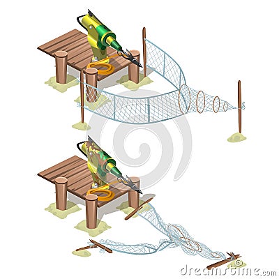 Automatic Trap With A Harpoon Isolated On White Background. Vector ...