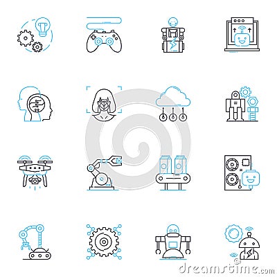 Automation Engineering Linear Icons Set. Robotics, Mechatronics ...