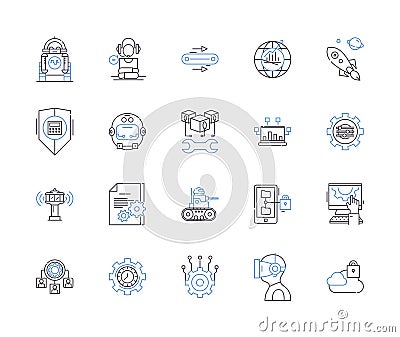 Automation And High Tech Outline Icons Collection. Automation, High-tech, Robotics, AI, Machine ...