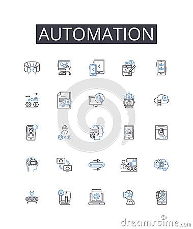 Automation Line Icons Collection. Mechanization, Innovation ...