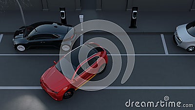 Autonomous SUV is Parallel Parking into Parking Lot at Roadside Stock ...