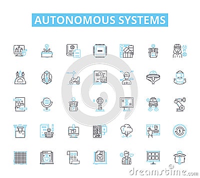 Autonomous Systems Linear Icons Set. Robotics, Automation, Self-driving ...