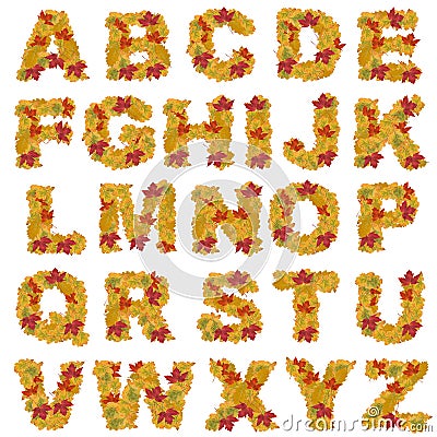 Autumn Alphabet Set Letters N - Z Stock Vector - Illustration of ...