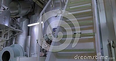 Auxiliary Steam Boiler and Ladder Up in Engine Room of Ship Stock ...
