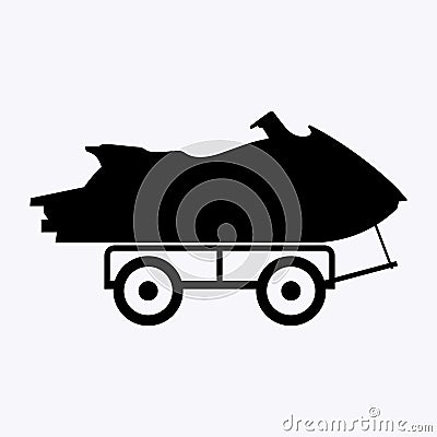 Personal Watercraft On A Mobile Wheeled Platform Cartoon Vector ...