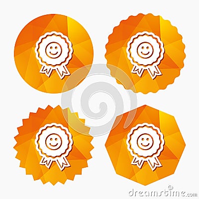 Award Smile Icon. Happy Face Symbol. Vector Illustration ...