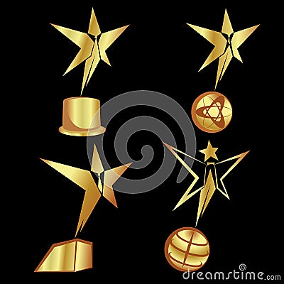 Awards Golden Statue Set Abstract People Star In Different Forms. Oscar ...