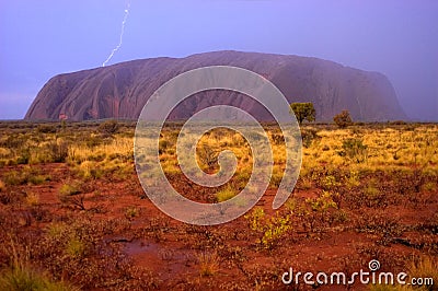 Ayers Rock, Uluru Lightning Strike, Rain Storm Editorial Image - Image ...