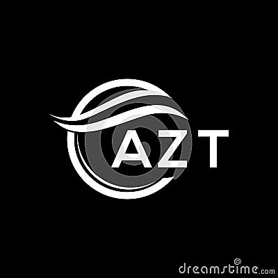 AZT Letter Logo Design On Black Background. AZT Creative Circle Letter ...