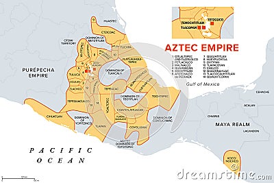 Aztec Empire With Tributary Provinces, Triple Alliance, History Map ...