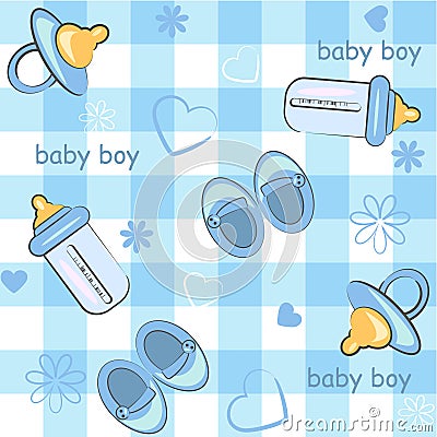 Baby Boy Wrapping And Background. Icon Seamless T Vector Illustration ...