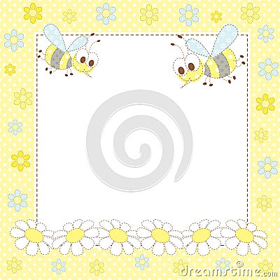Baby Frame With Bees And Flowers Stock Images - Image: 25918804
